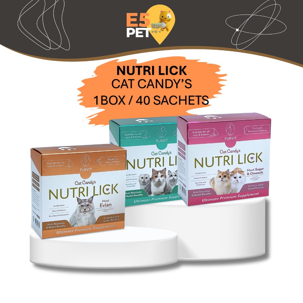 Furvit Cat Candy’s NUTRI LICK (1 BOX/ 40 SACHETS) Cat Stick e5pet ...