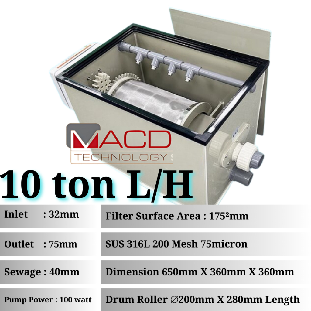 10Ton Rotary Drum Filter Malaysia PVC Size RAS Aquarium Fish Tank RDF ...