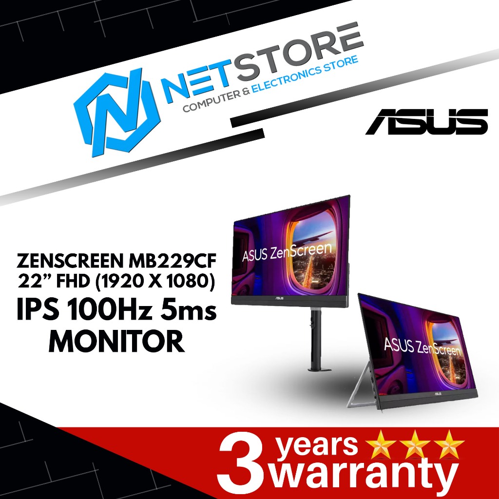 ASUS ZENSCREEN MB229CF 22” FHD (1920 X 1080) IPS 100Hz 5ms MONITOR ...