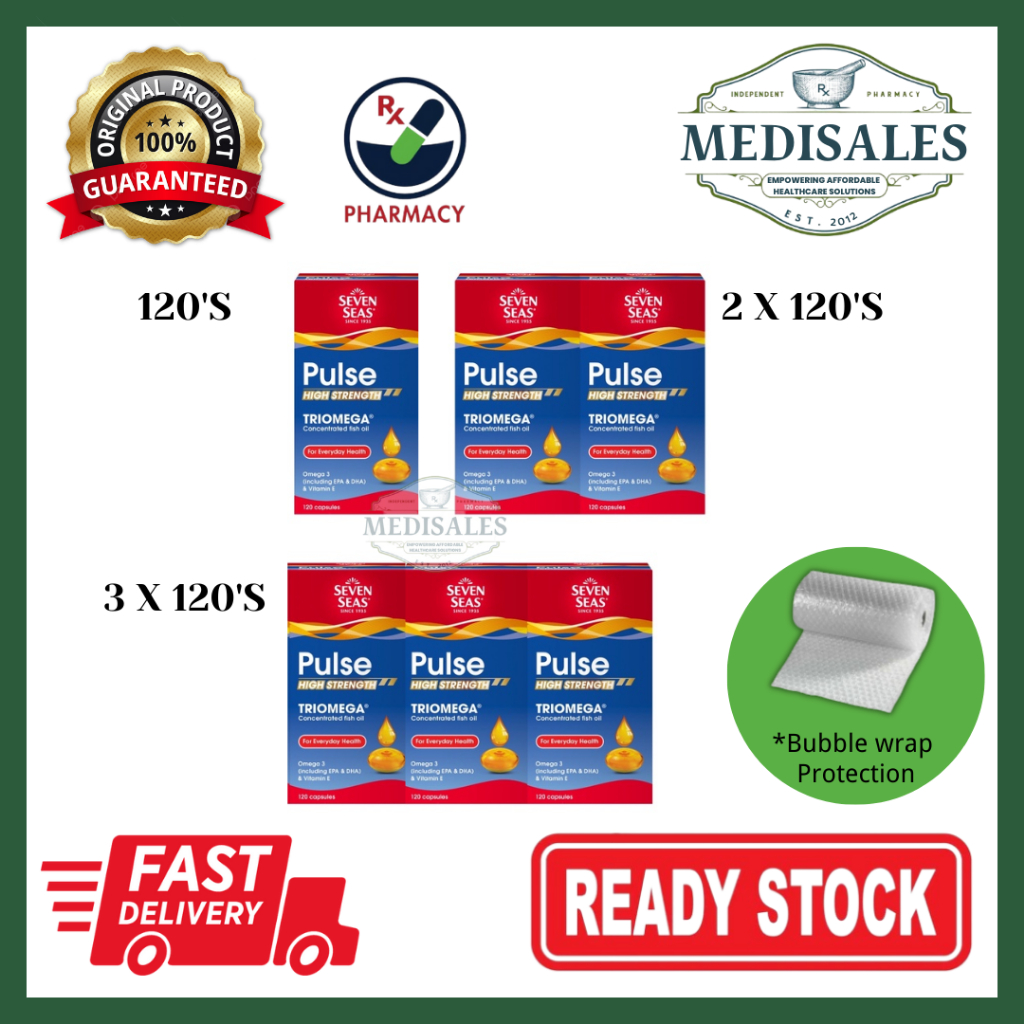 SEVEN SEAS PULSE HIGH STRENGTH TRIOMEGA FISH OIL WITH VITAMIN E & OMEGA ...