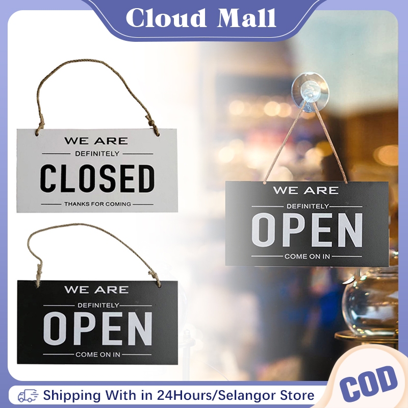 Wooden Open Closed Signage Business Two Sided Reversible Store Hanging ...