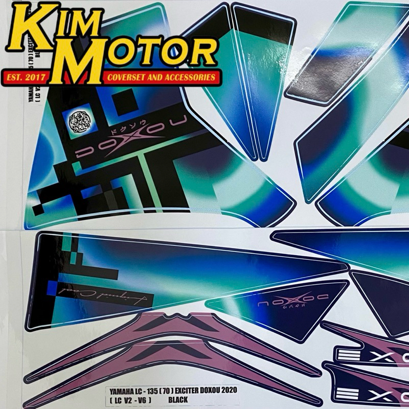 STICKER STRIPE DECAL LC135 V2-V7 EXCITER DOXOU 2020 BLACK HITAM ...