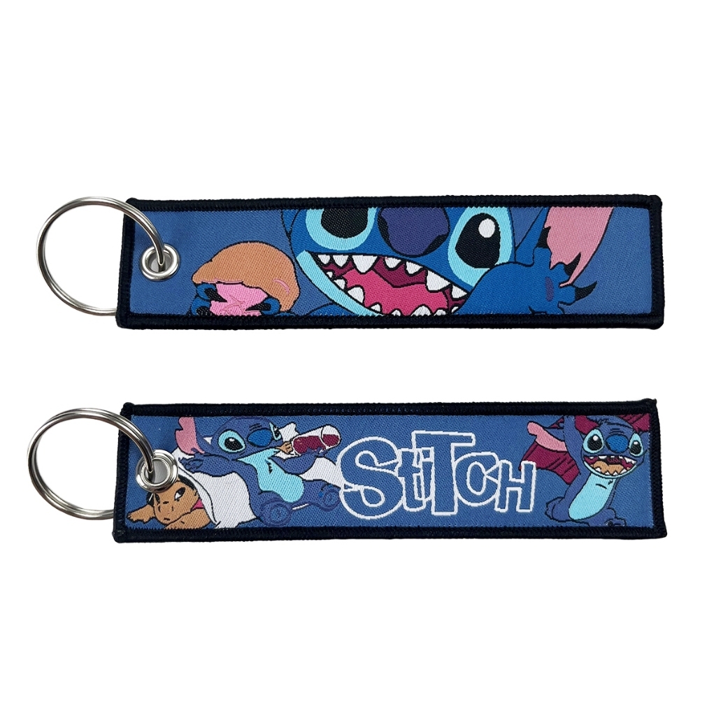 Stitch Lilo Angel Anime Keychain Embroidery Cartoon Cute Keytag Jet Tag ...