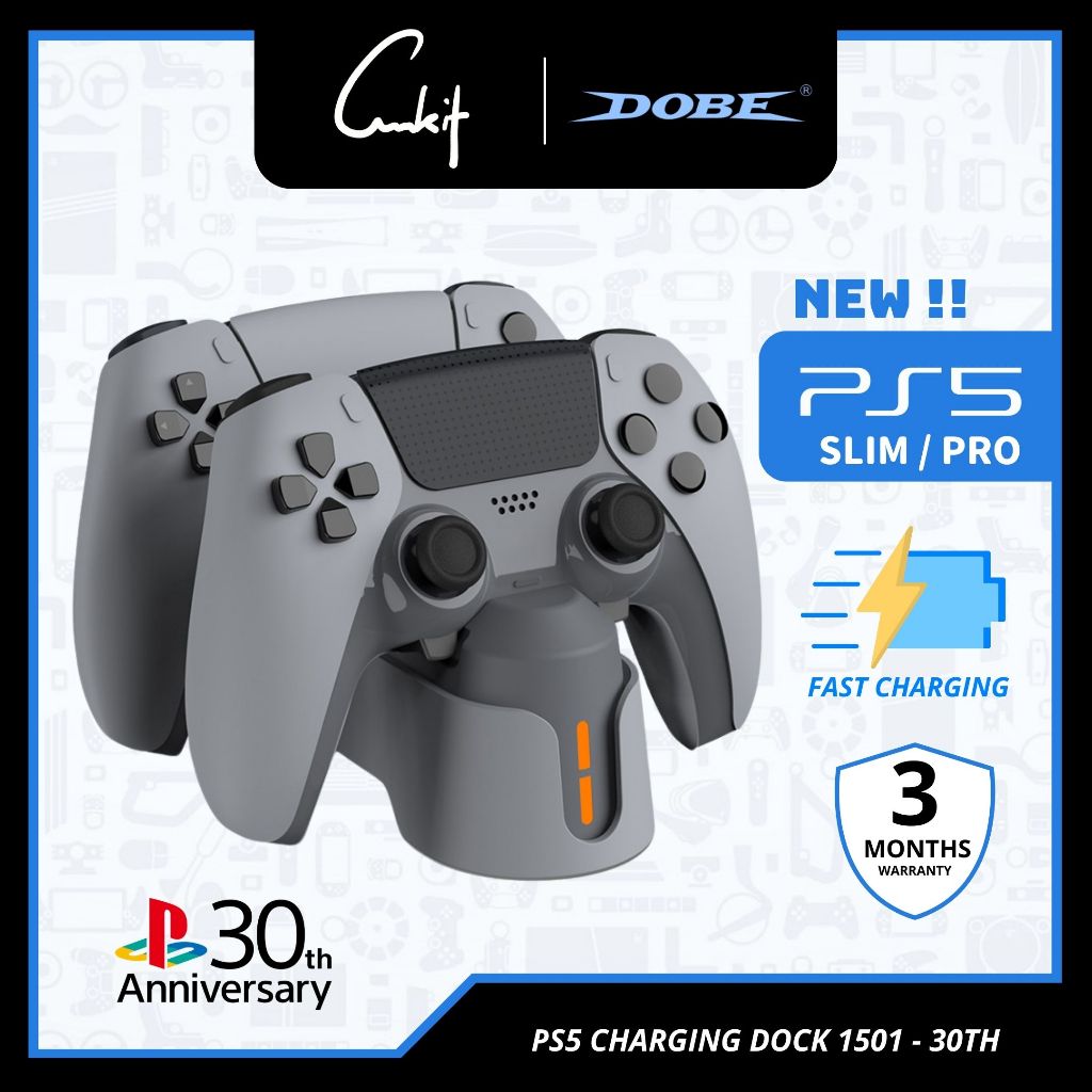 10.10 SALE 】DOBE PS5 Charging Dock 30th Anniversary Limited Edition Support PS5 FAT SLIM PRO ...