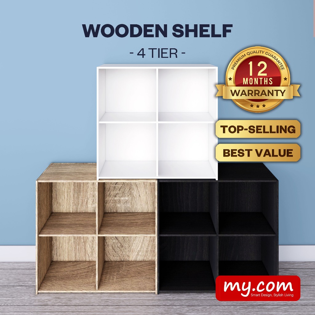 Rak Buku 4 Tingkat 4 Tier Bookshelf (2Tier+2)my-com/DIY Utility Shelf ...