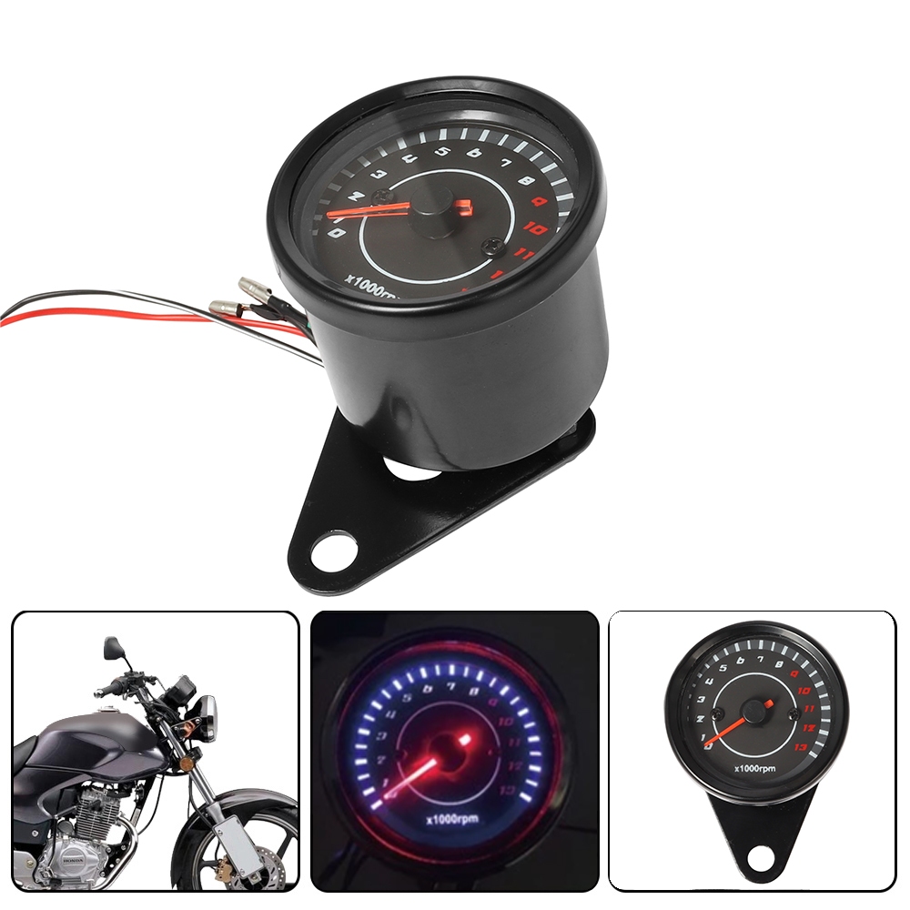 RPM METER 12V UNIVERSAL MOTORCYCLE TACHOMETER METER LED BACKLIGHT 13K ...