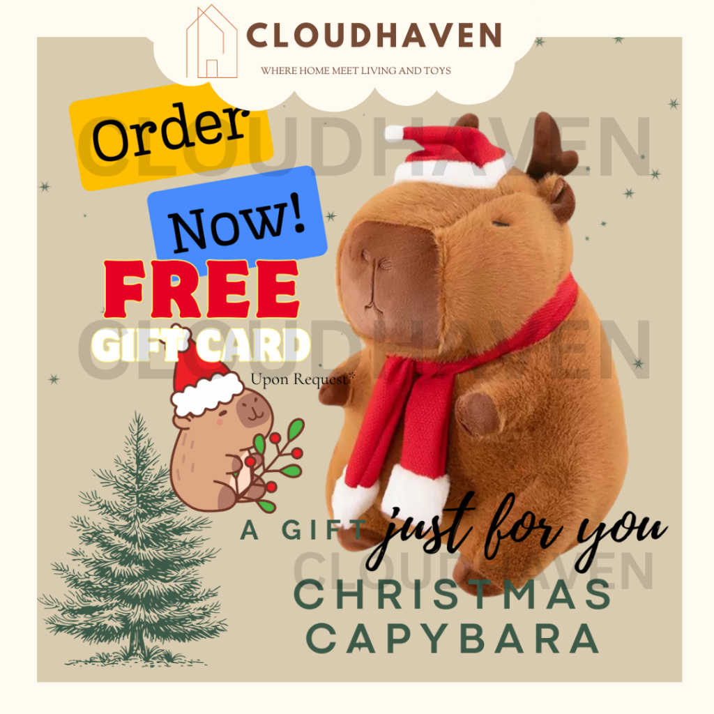 Christmas Capybara Plush Toy Cute Capibara Plushie Toy Anak Patung ...