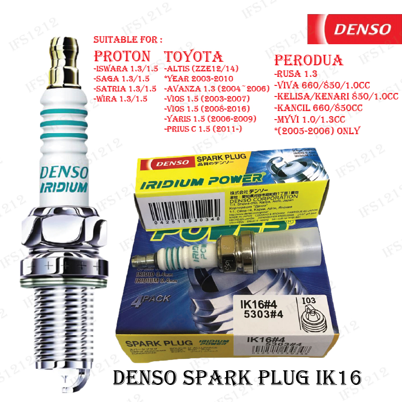 🇲🇾HOT SALES🔥 DENSO PLUG IK16#4 5303#4 IRIDIUM SPARK PLUG TOYOTA HONDA ...