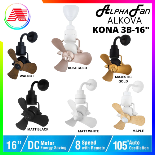 【NEW】 ALKOVA ALPHA KONA 3B 16inches DC MOTOR Fan Remote Ceiling & Wall ...