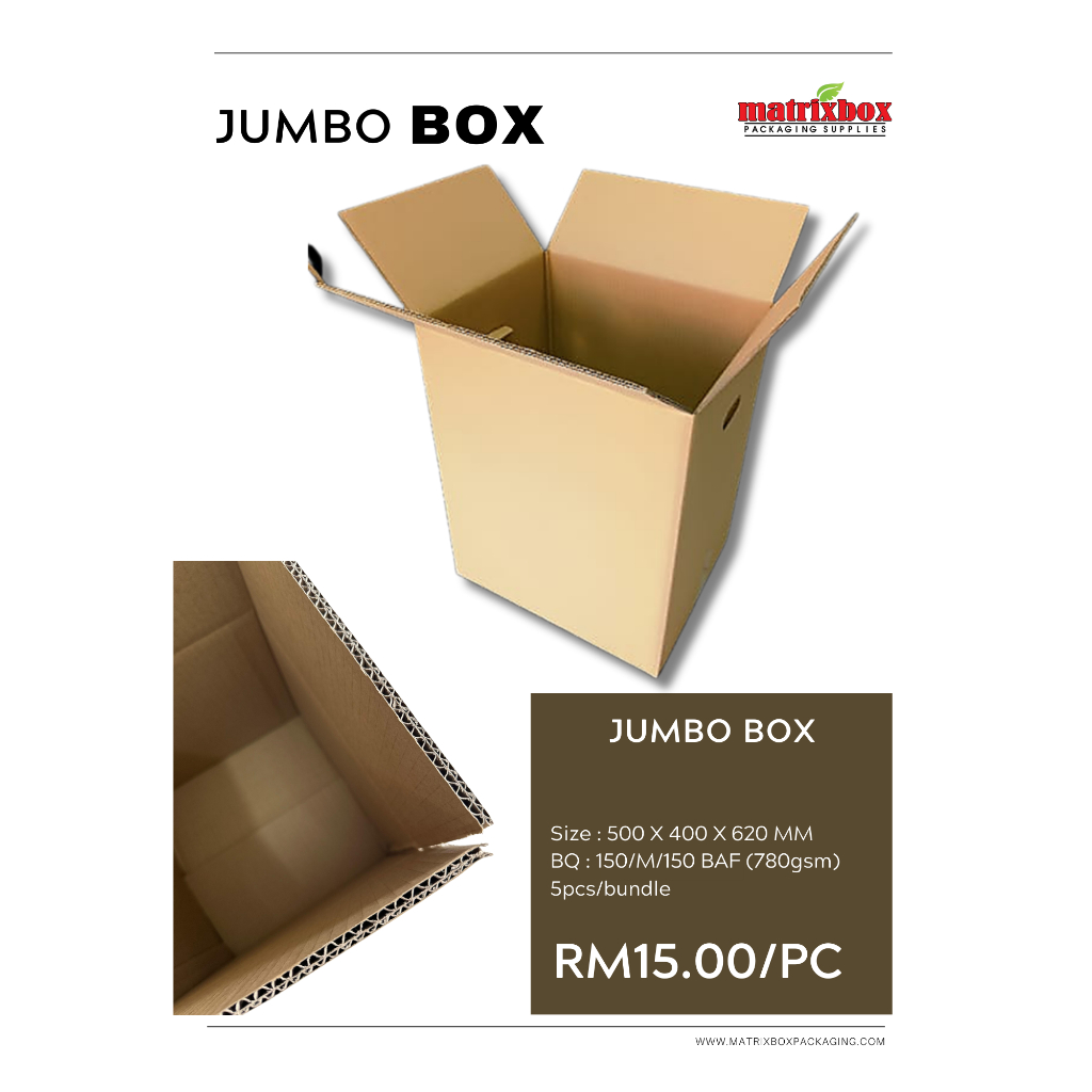 Jumbo Rsc Carton 500 x 400 x 620 MM Double Layer BAflute 5pcs/pack ...