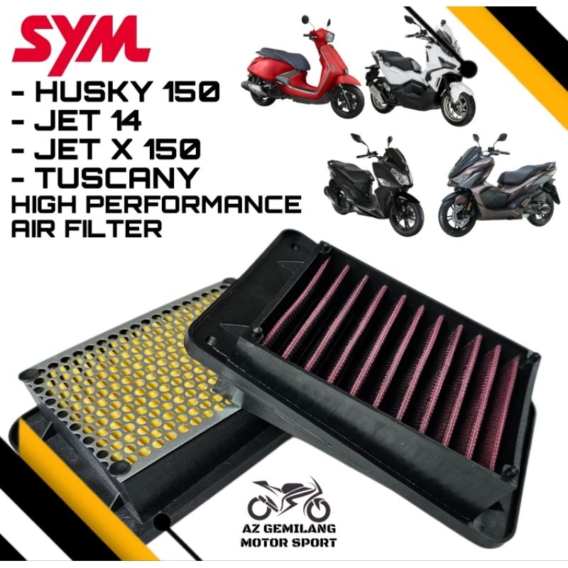 HIGH PERFORMANCE AIR FILTER SYM HUSKY 150 / TUSCANY 150 JET 14 / JET X ...