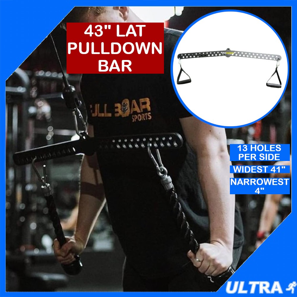 Pro D Handle 43″ Premium Multi-Grip Lat Pulldown Bar Attachment T Bar Row Landmine Grips ...