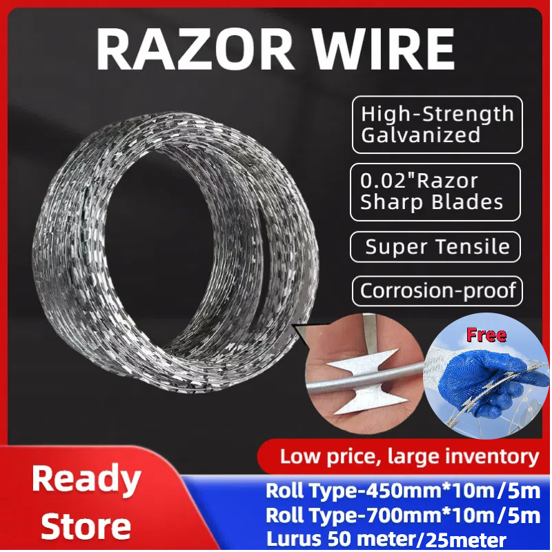 Razor Barbed Wire 450mm 700mm/Razor Wire /Roll Barbwire /Dawai Kawat ...
