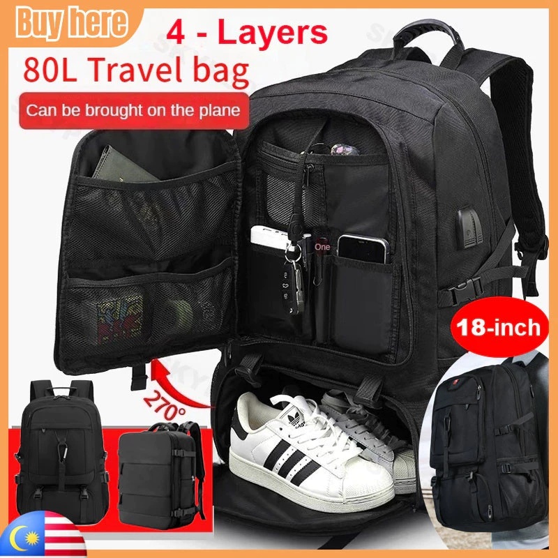 35-80L Beg Travel Bagpack Expandable Waterproof Hiking Backpack With ...