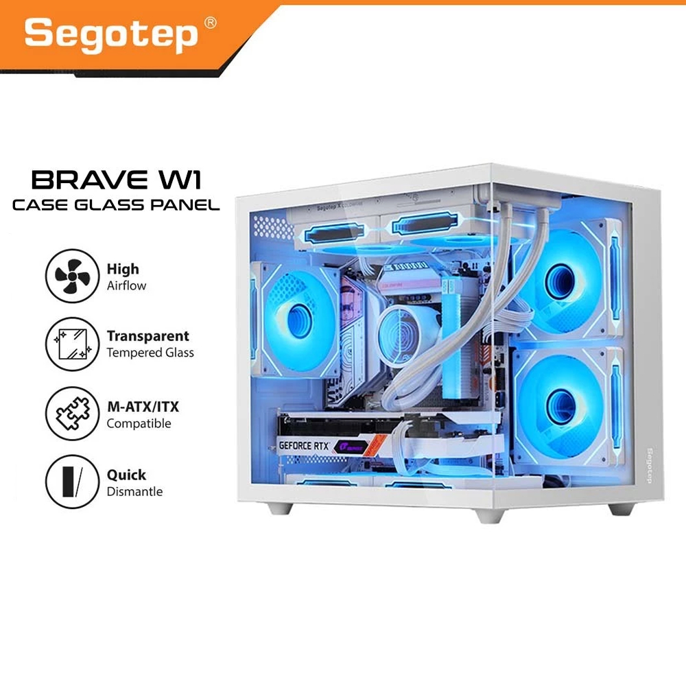 SEGOTEP BRAVE W1 M-ATX PANARAMIC VIEW PC CASE / CASING - PRE-INSTALLED ...