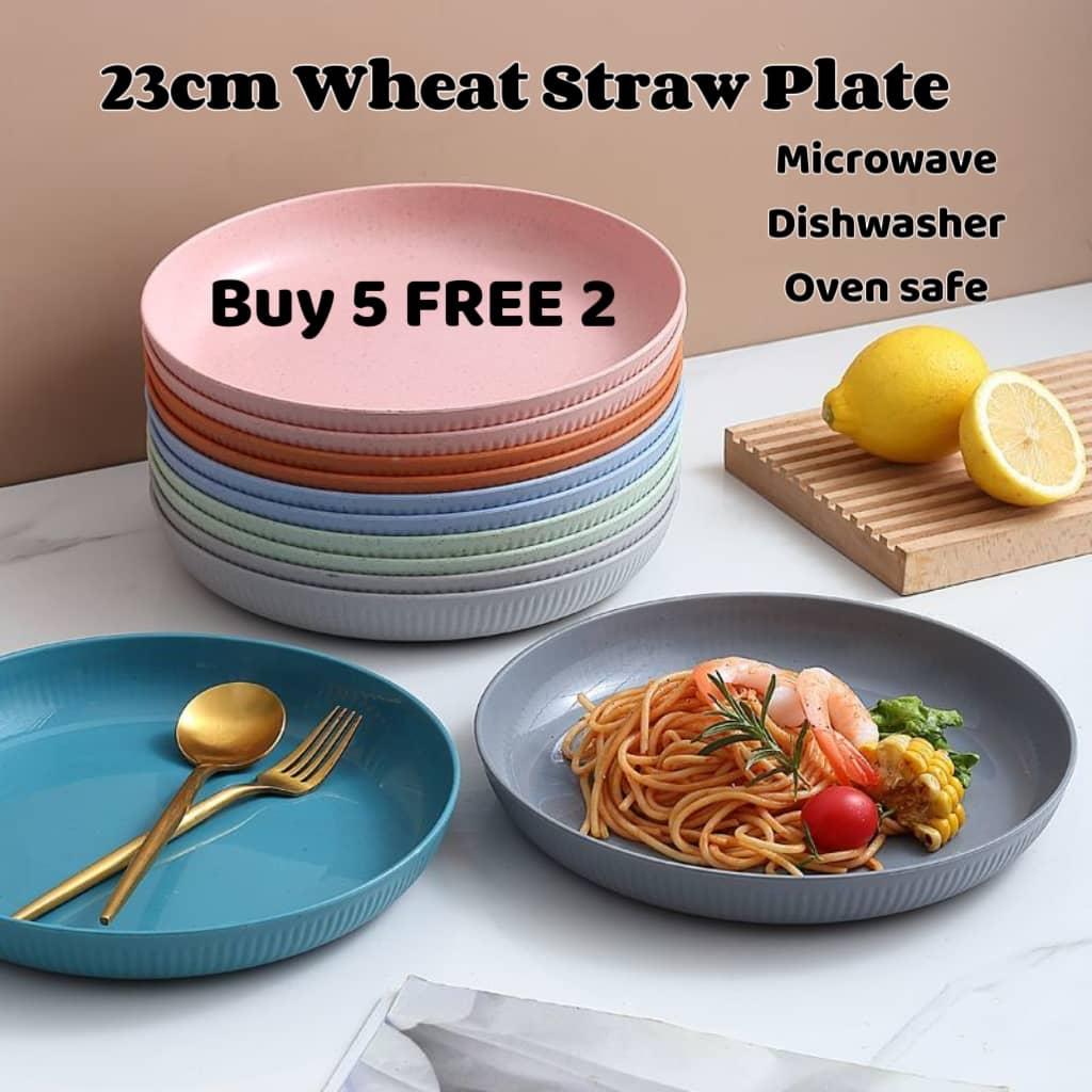 23cm Wheat Straw Plate/Pinggan Plastik/Set Pinggan Plastik/Set Pinggan ...