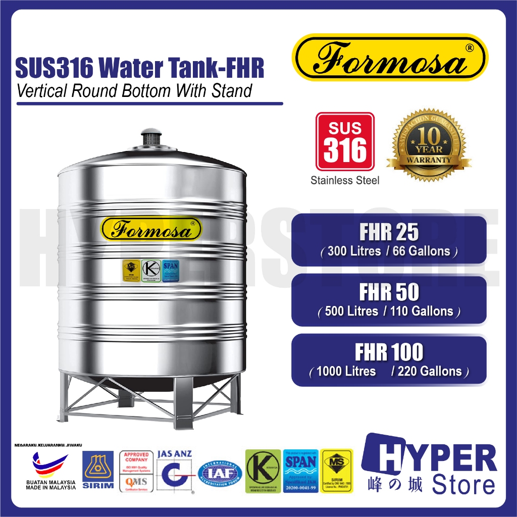 FORMOSA SUS316 (FHR Series 300-3000litres) Water Tank (Tangki Air ...