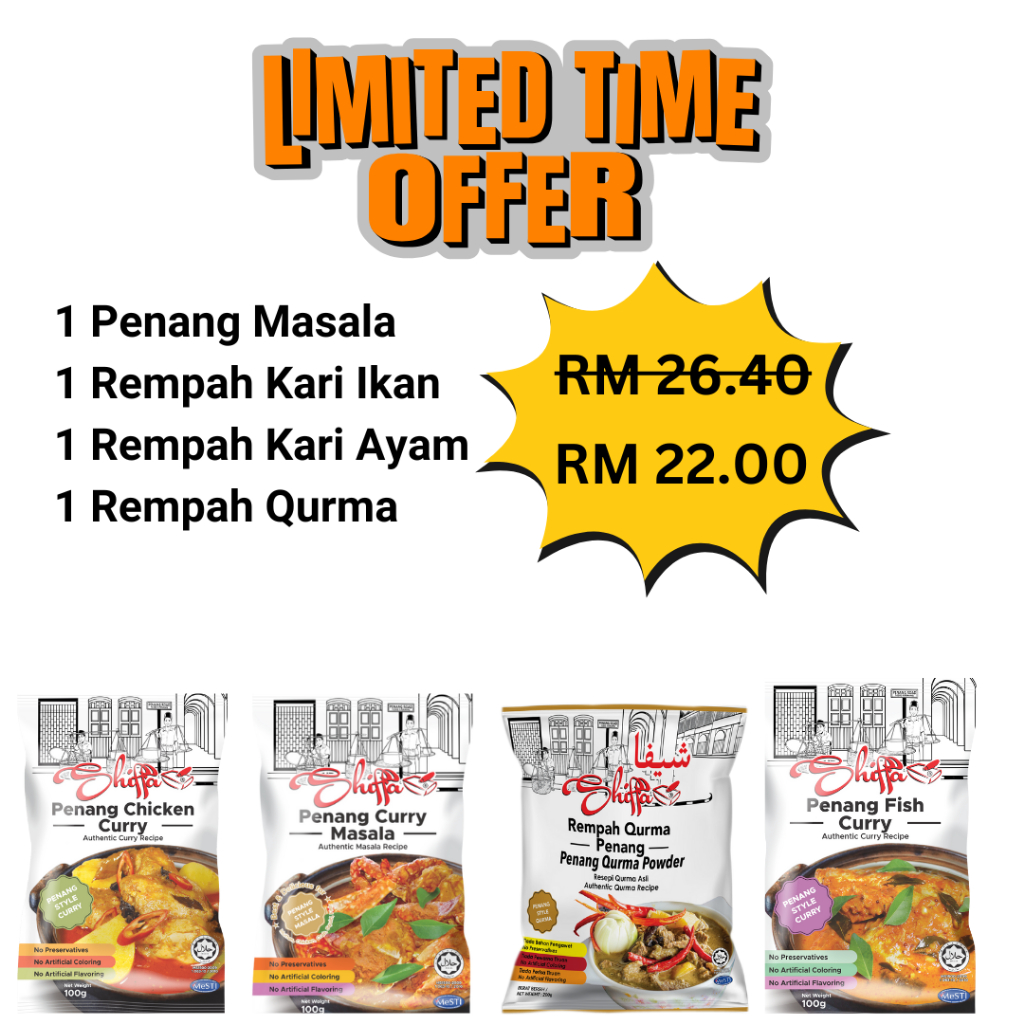 SHIFFA COMBO B: PENANG MASALA + SHIFFA REMPAH KARI IKAN + SHIFFA REMPAH ...