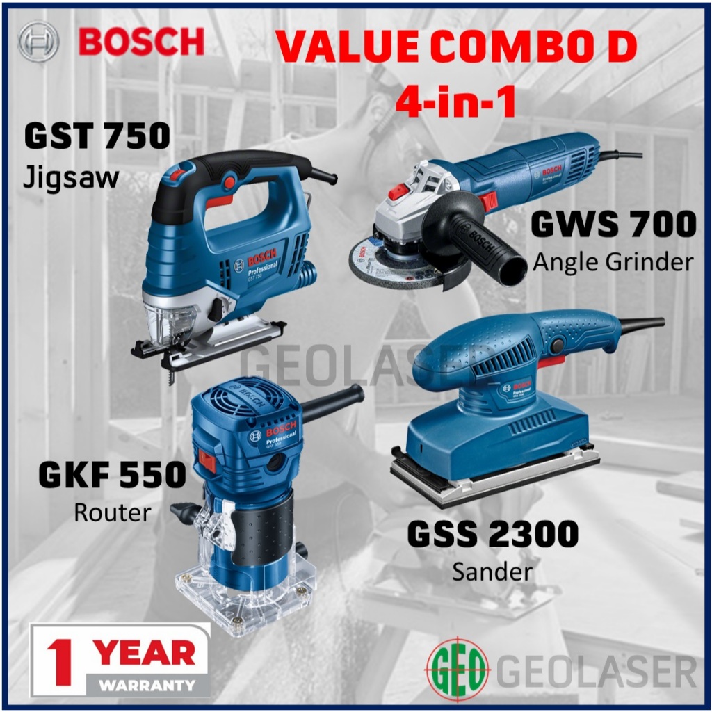 Bosch Value Combo Set : GST 750 Jigsaw / GWS 700 Angle Grinder / GSS ...