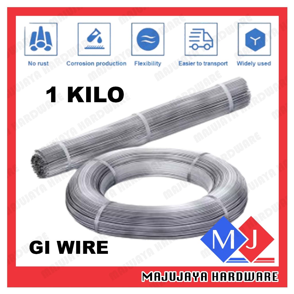 (1KG) Galvanized Iron Wire Dawai Ikat Besi GI Wire Dawai Jaring Dawai ...