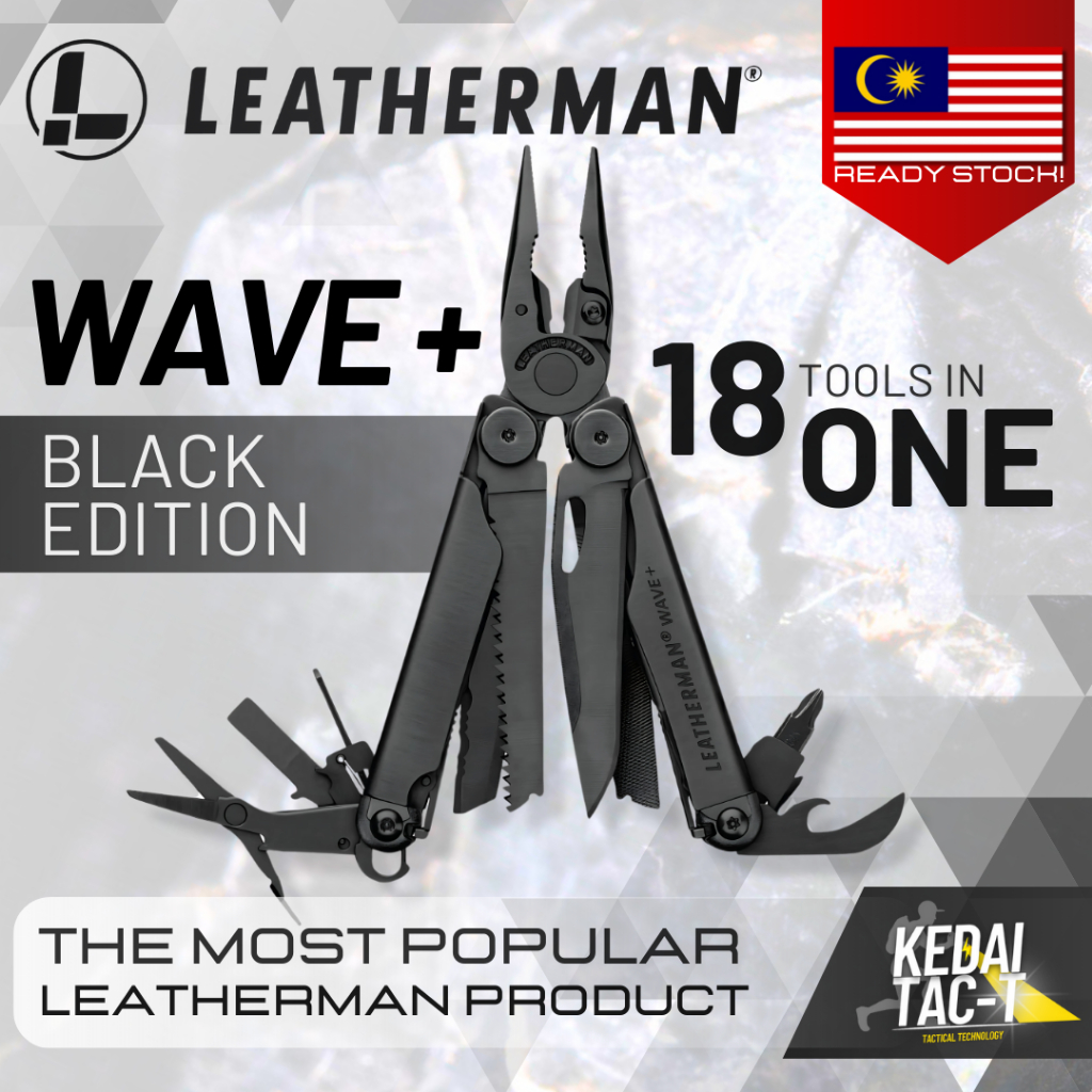 LEATHERMAN WAVE + PLUS - 18 in 1 Multitool - Black Oxide with Sheath ...