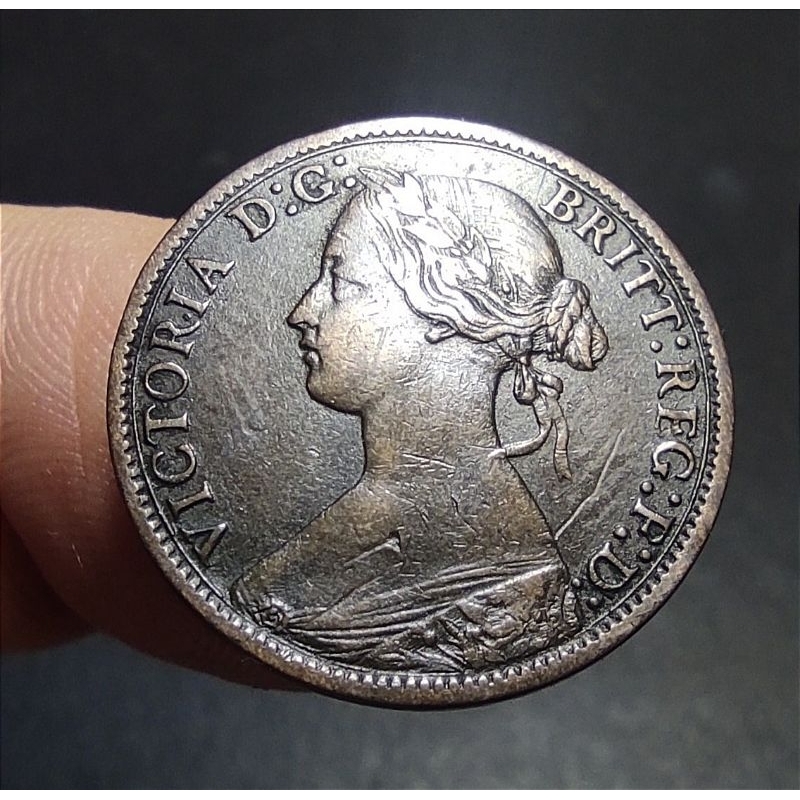Great Britain Queen Victoria Old Copper Coin Farthing Year 1869 ( Sharp ...