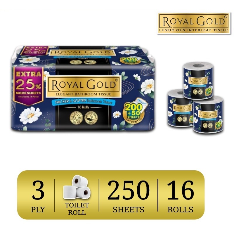 Royal Gold Elegant [Auto Wrapper] Toilet Roll 3 PLY (250's x 16 ...