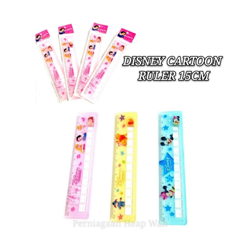 DISNEY CARTOON RULER 15CM 3 COLOUR /PEMBARIS KARTUN (3pcs /pack ...