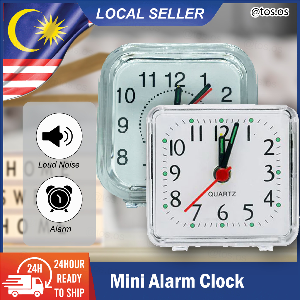 Alarm Clock Square Portable Plastic Table Clock Battery Operated Bed ...