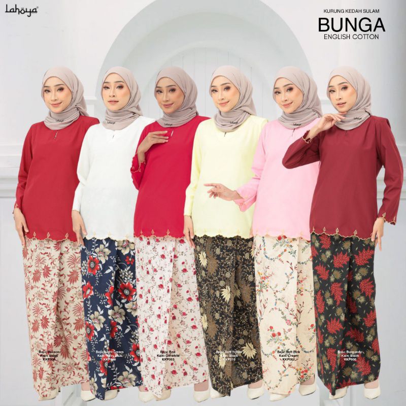 LAHOYA • Baju Kurung BUNGA • Baju Kurung Kedah Sulam Cotton • Baju ...