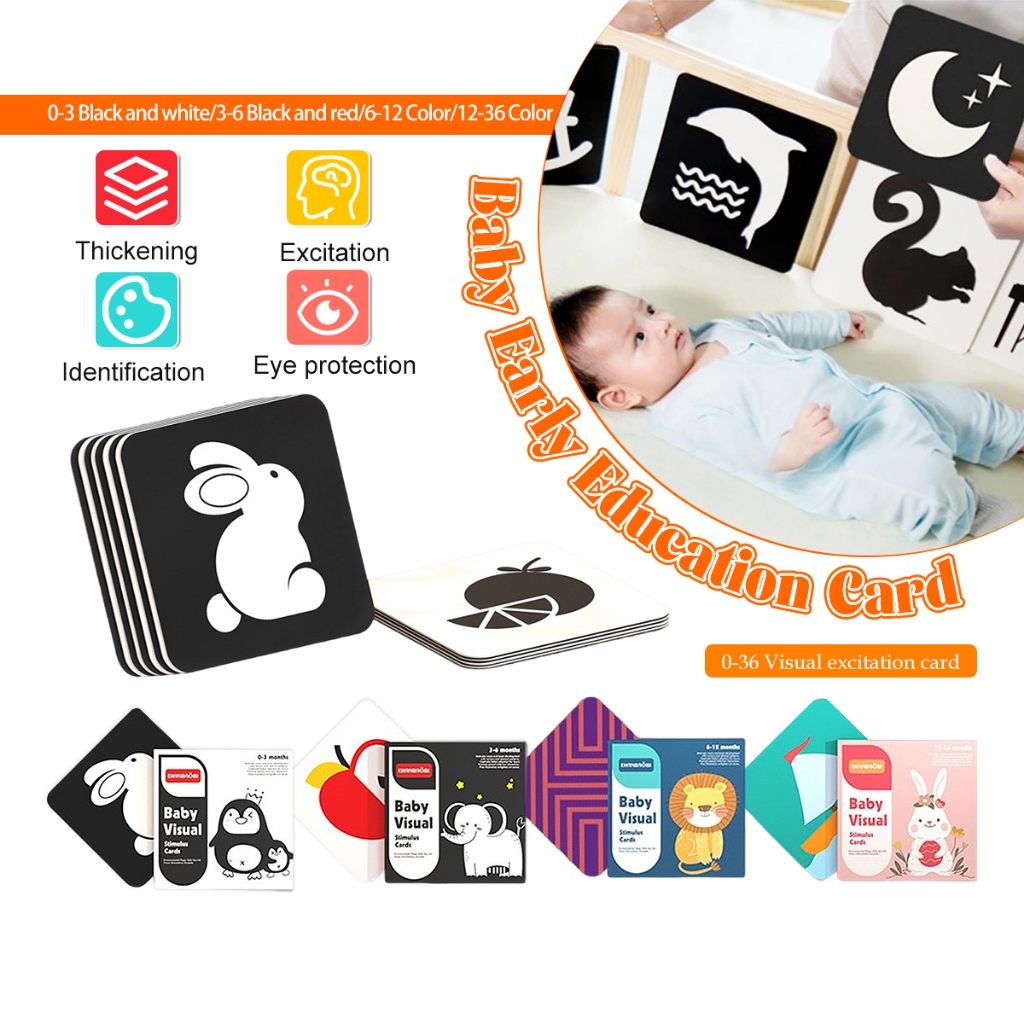 Montessori Book Black and White Baby Early Education Cards Visual ...