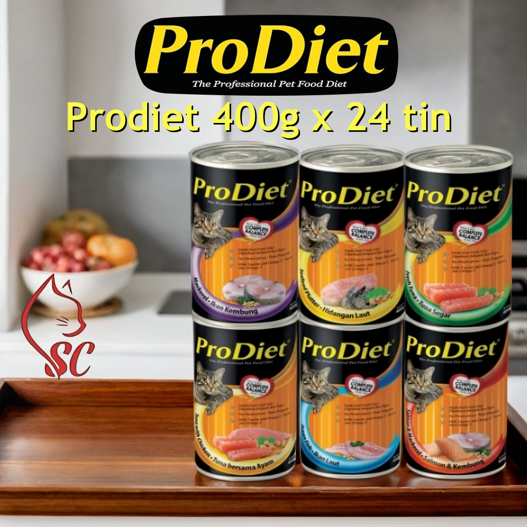 PRODIET– Makanan Kucing – MAKANAN BASAH DALAM TIN 400g x 24 Tin ...