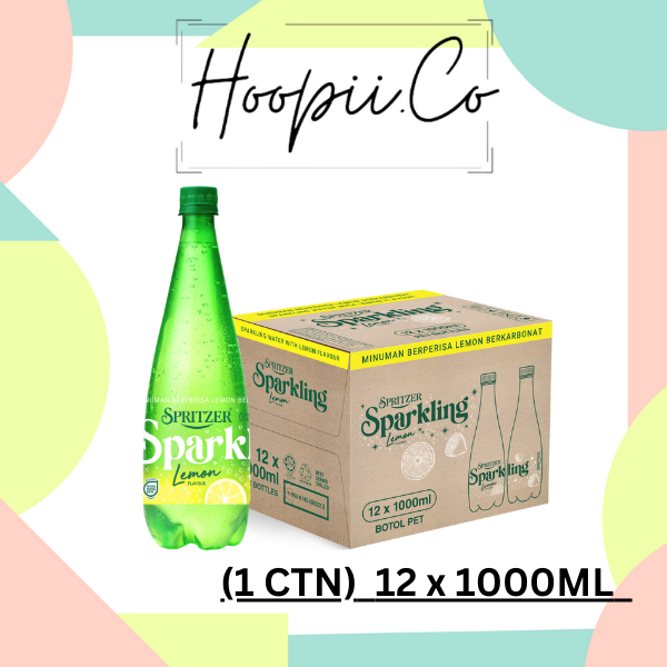 Spritzer Sparkling Natural Mineral Water Lemon 12 x 1Lit | Shopee Malaysia