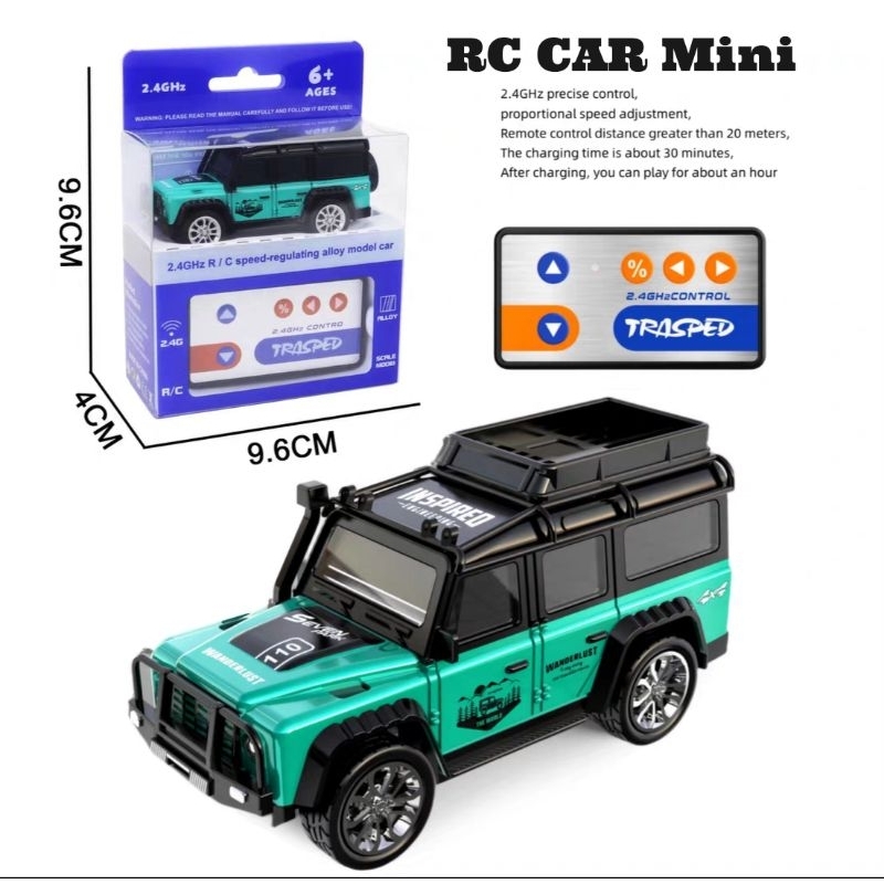 Mini RC Car Mini Remote control car 2.4GHz 1:64 Alloy Car with light ...