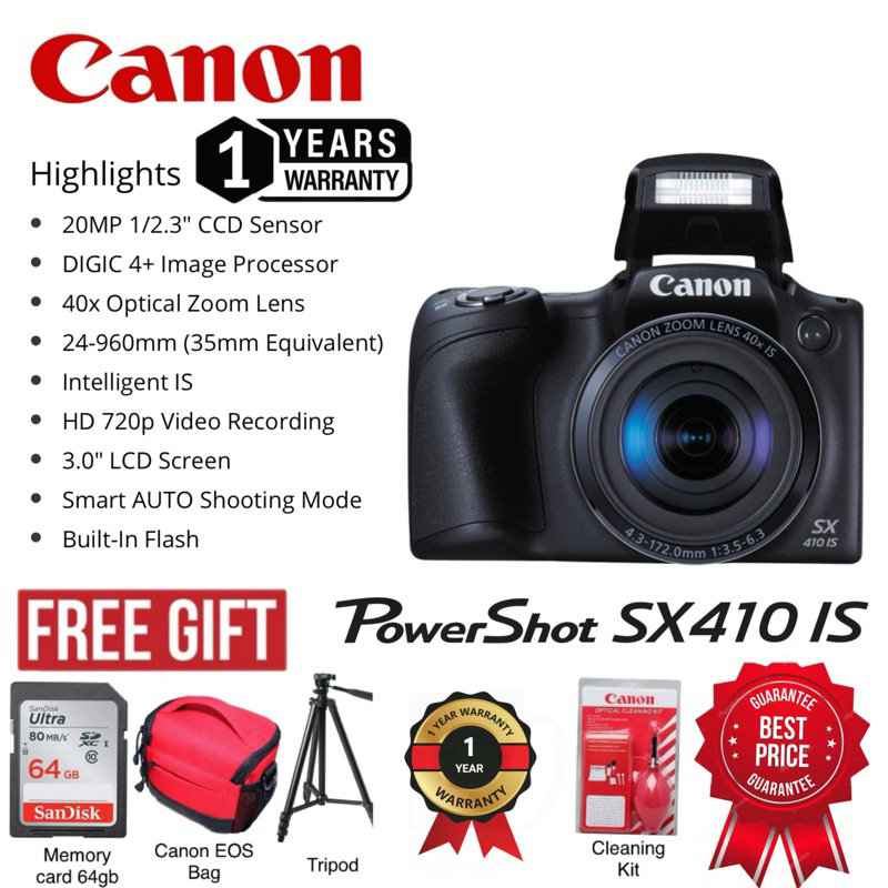 CANON POWERSHOT SX410 IS 20MP CCD SENSOR 40X OPTICAL ZOOM IMAGES ...