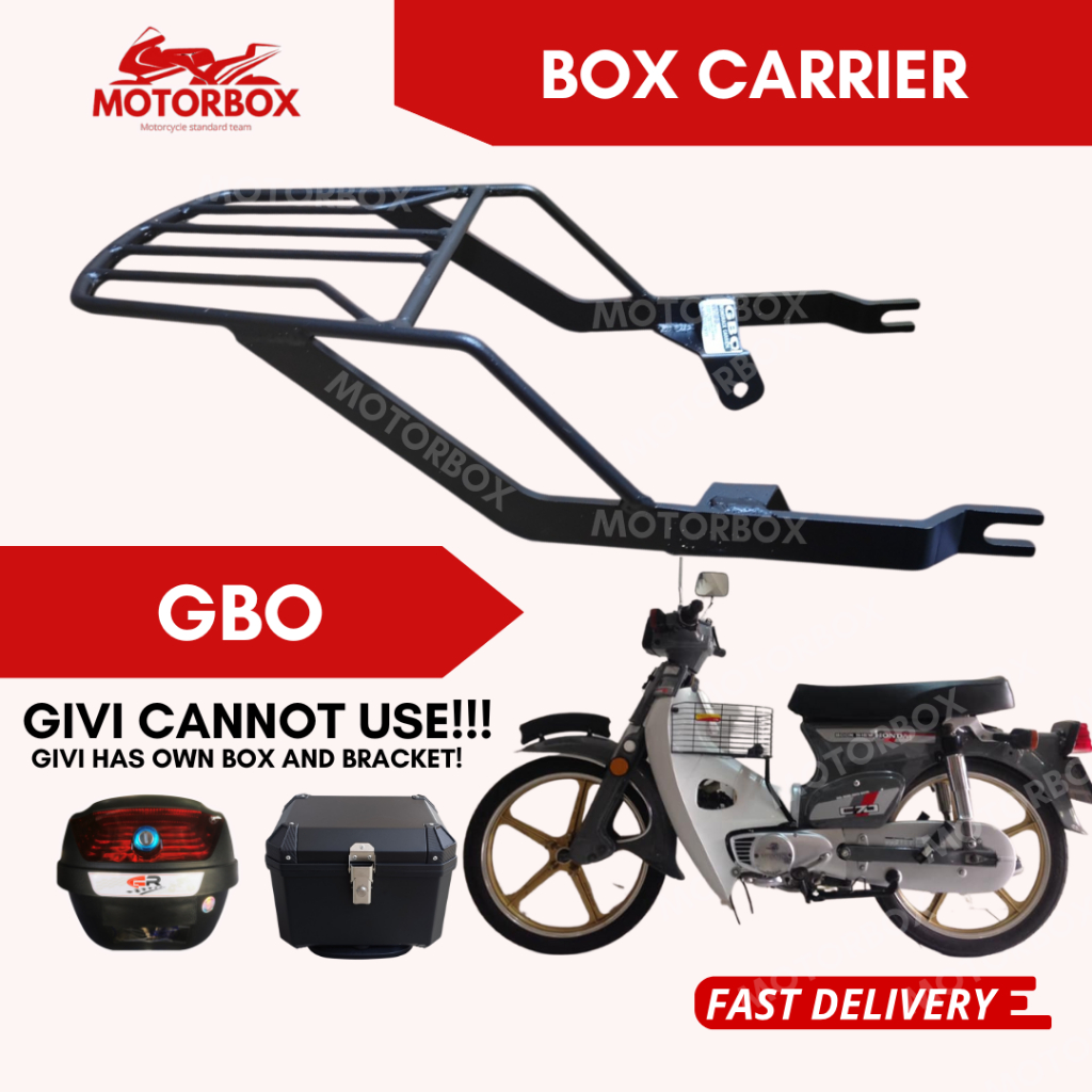 HONDA C70 GBO REAR BOX MONORACK BOX CARRIER KAKI HEAVY DUTY PVC KOTAK BESI BELAKANG C70GBO FIRST ...