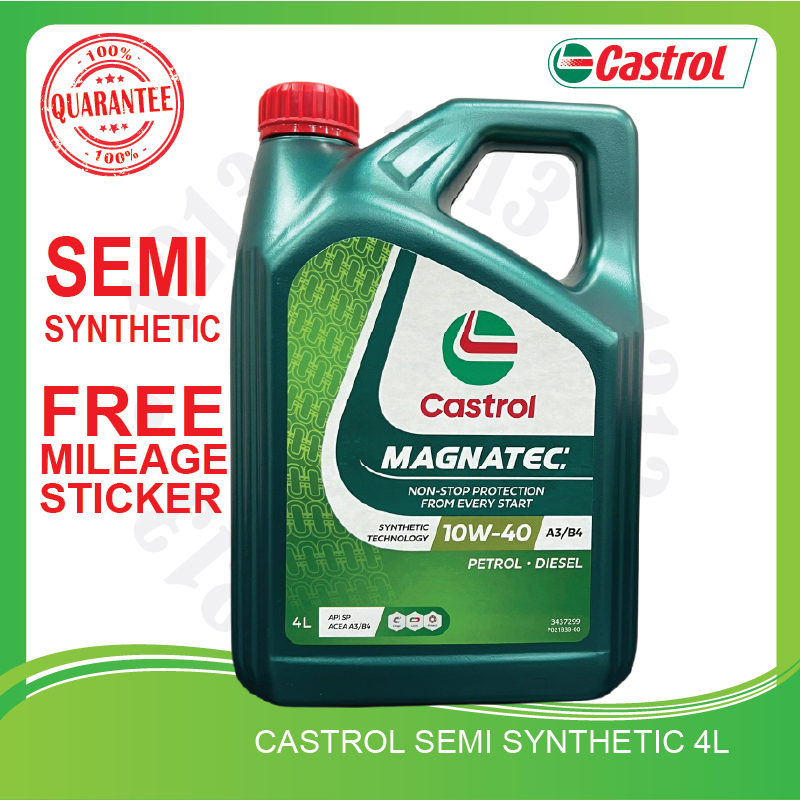 MINYAK HITAM ORI CASTROL MAGNATEC SEMI SYNTHETIC 10W-40 ENGINE OIL ...