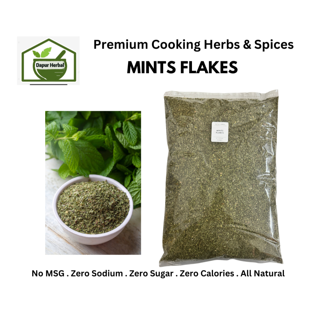 Dapur Herbal Halal Mint Flakes | 500gm | Daun Pudina Kering | 干薄荷叶 ...
