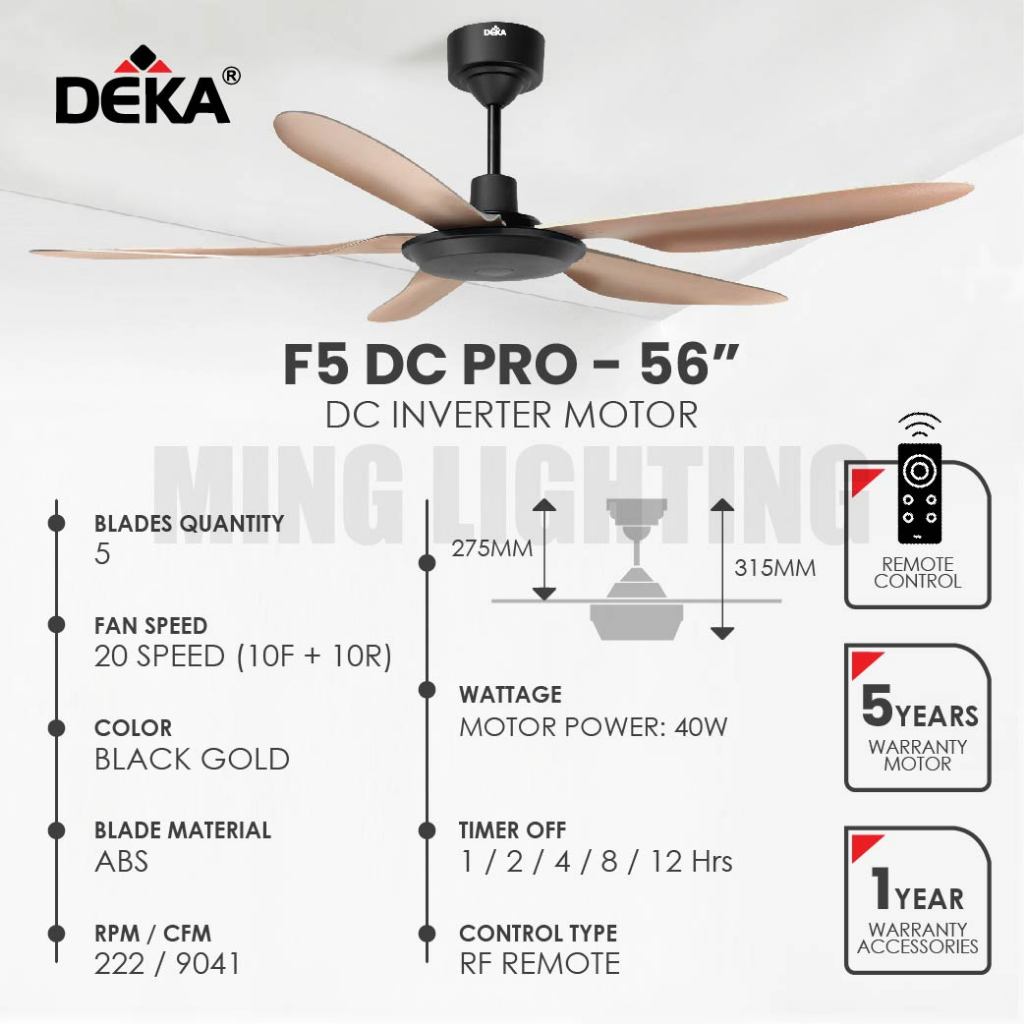 (Sirim) DEKA F5DC PRO Ceiling Fan Remote Control 10+10 Speed Kipas ...
