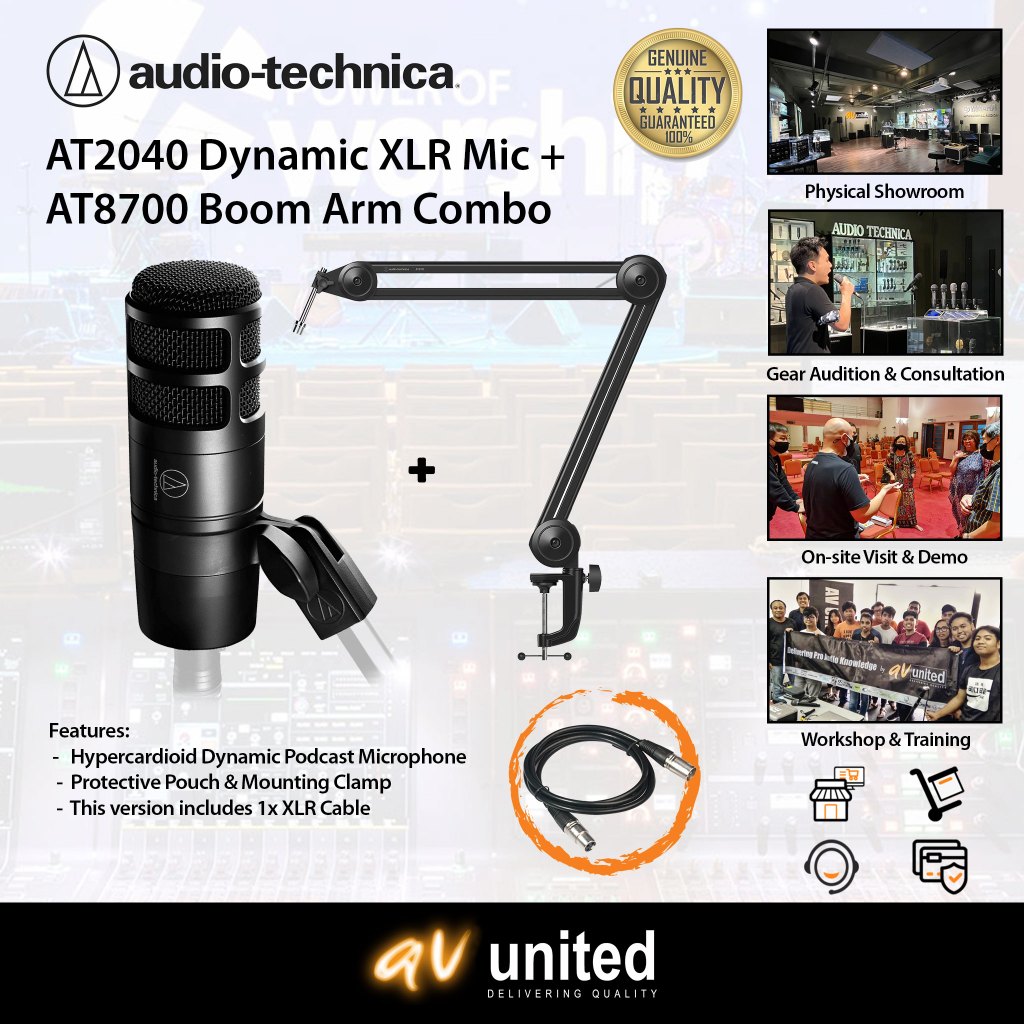 Audio Technica AT2040 Hypercardioid Dynamic Microphone + AT8700 Mic ...