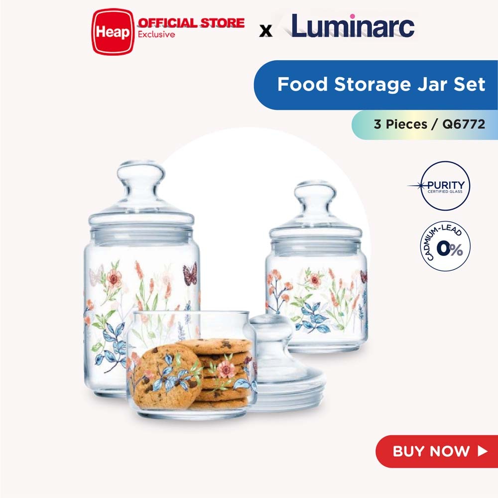 Luminarc 3pcs Isaure Design Pot Club Food Storage Jar Set - [Model ...