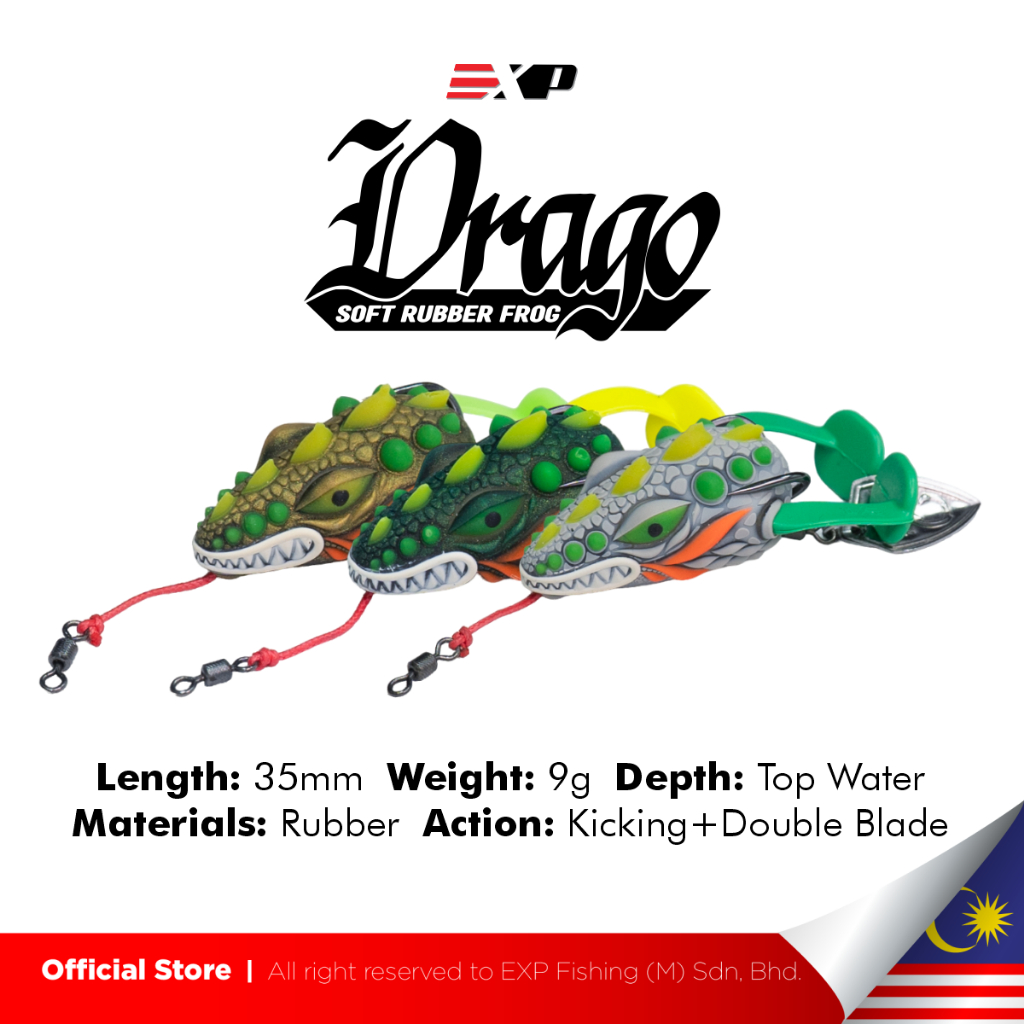 EXP DRAGO Soft Rubber Frog Expert For Snakehead Hunter Haruan/Bujuk umpan casting haruan ...
