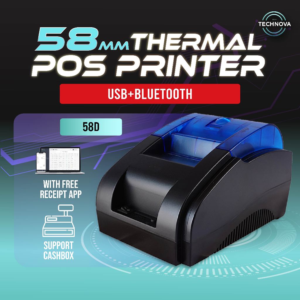 58D POS 58mm Thermal Receipt Printer Wireless Bluetooth USB Support ...