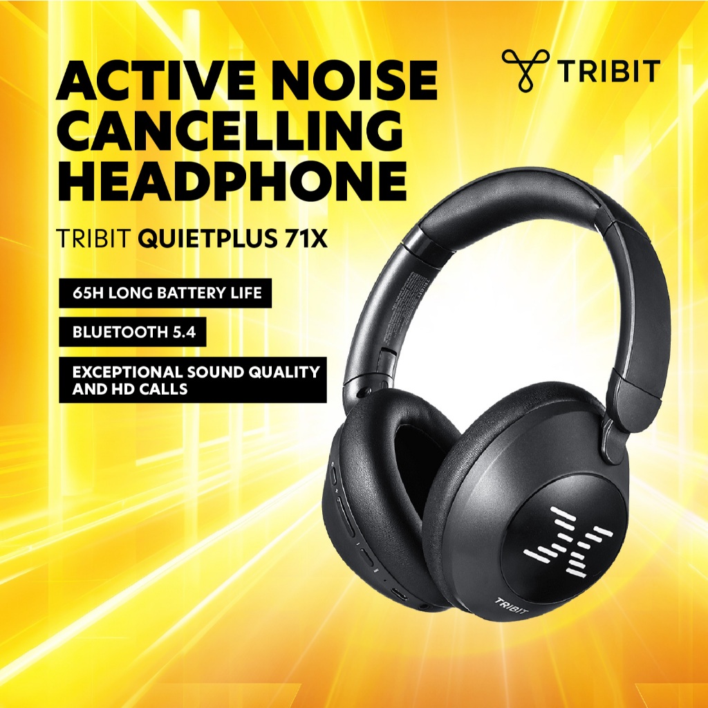 Tribit QuietPlus 71X- ANC Bluetooth Headphones 65 Hours Play Time ...