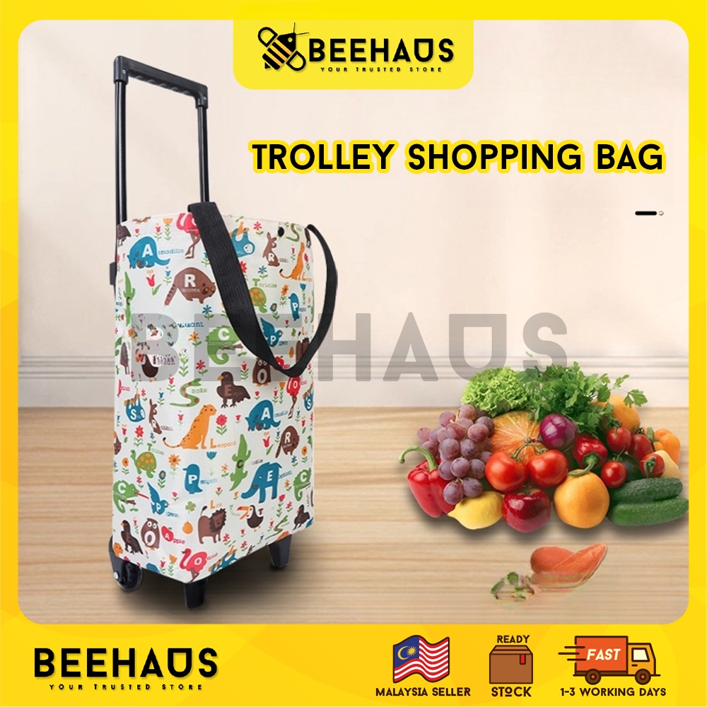 Beehaus Portable Shopping Trolley Bag | Shopping Bag Cart Laundry ...