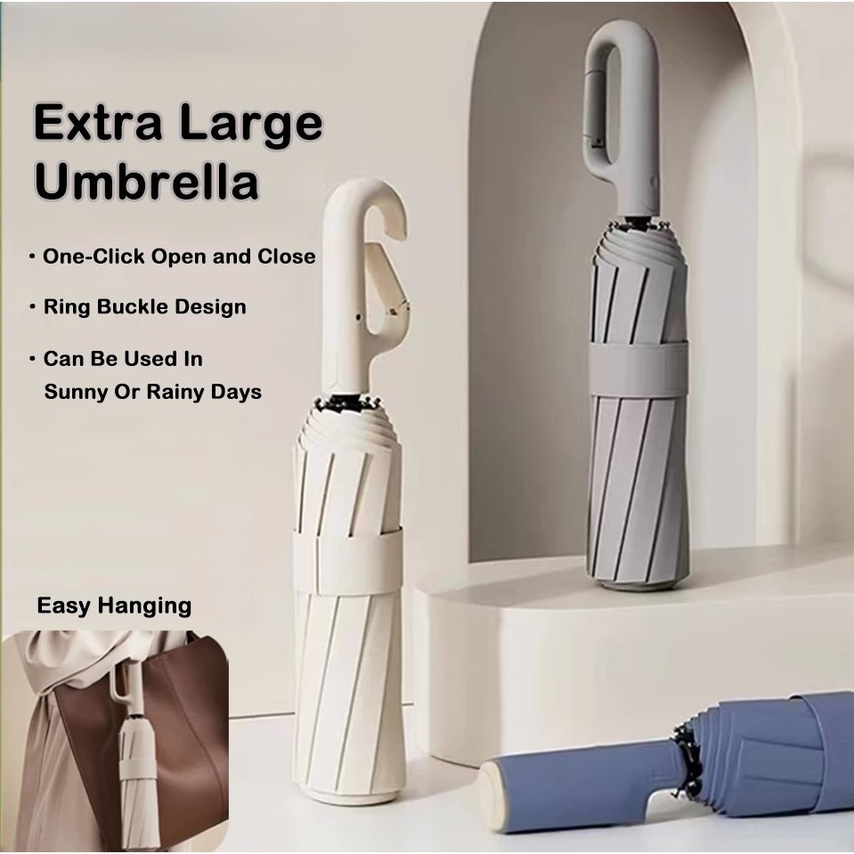 Automatic Umbrella Ring Buckle Design 10 Bone UPF50+ Oversized Dual-use ...