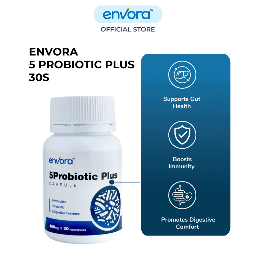 Envora 5 Probiotic Plus Digestive & Guts Immunity Support (30's ...