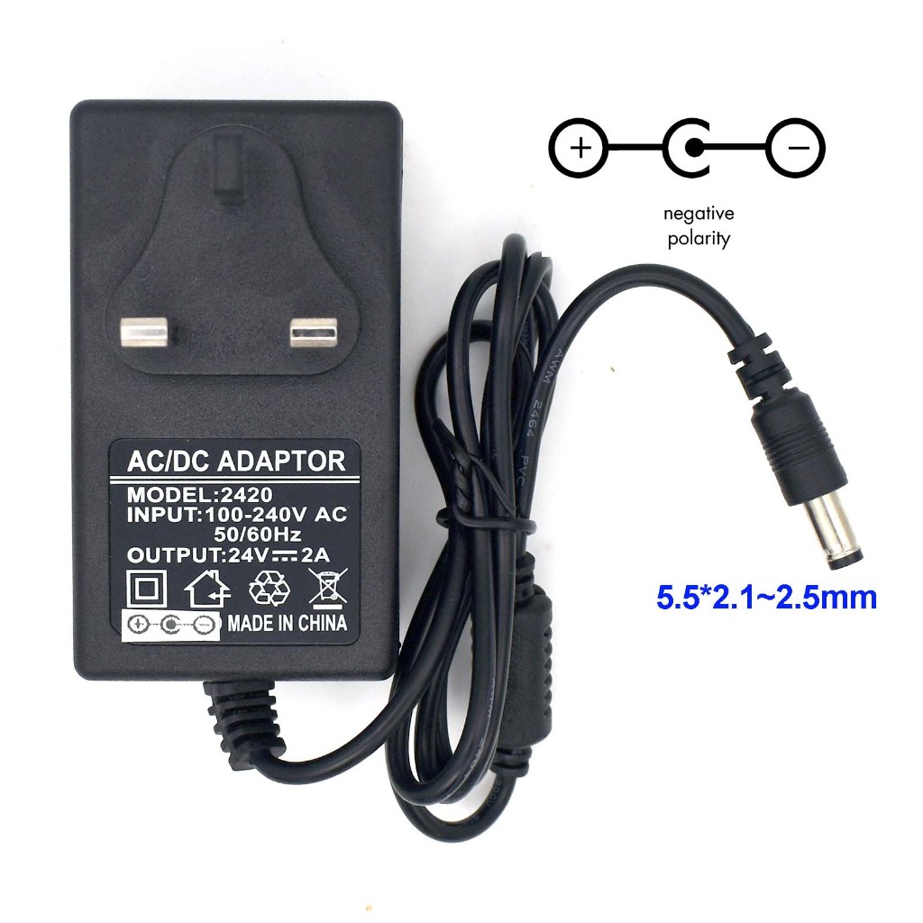 Power Adapter DC 24V 2A negative (-) 1.5A 1500mA 1A 1000mA 5.5mm x 2 ...