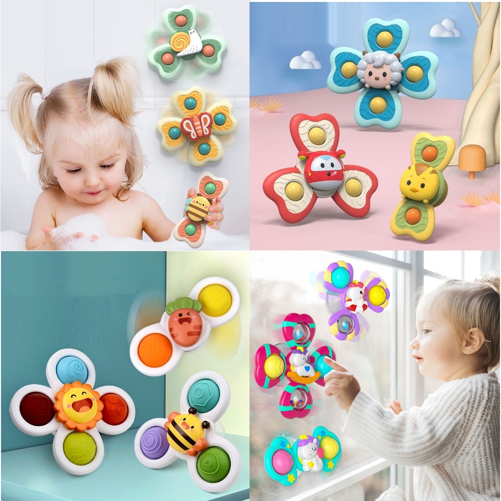 Baby Children Bath Toys Hand Spin Toy 3pcs Set / Baby Spin Toy / Baby ...
