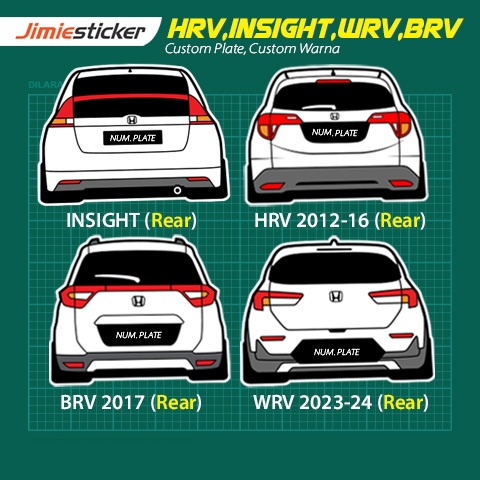 Sticker Kereta Honda WRV, BRV, INSIGHT & HRV, Sticker Belakang Honda ...